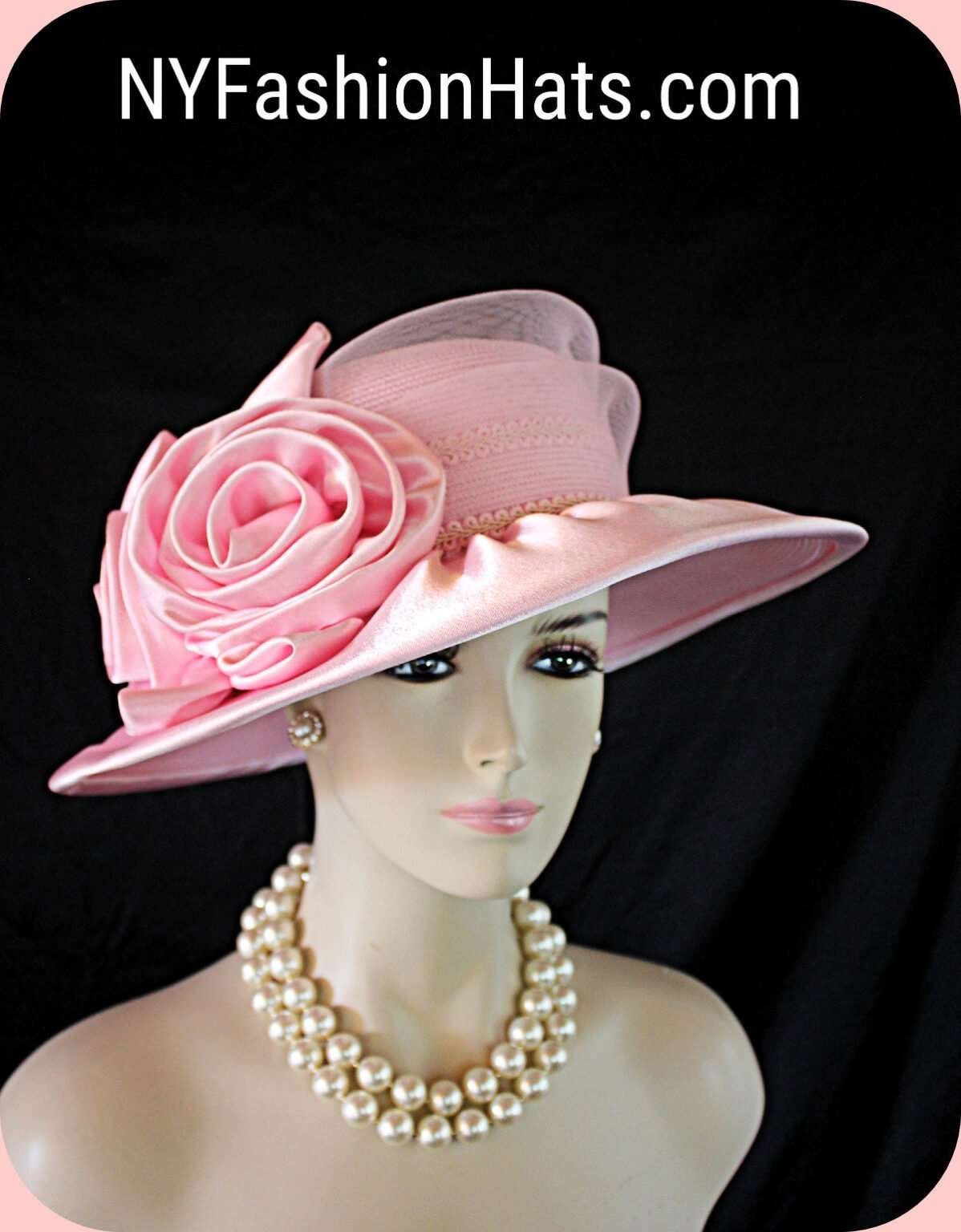 Pink Formal Satin Wedding Hat Bridal Headpiece
