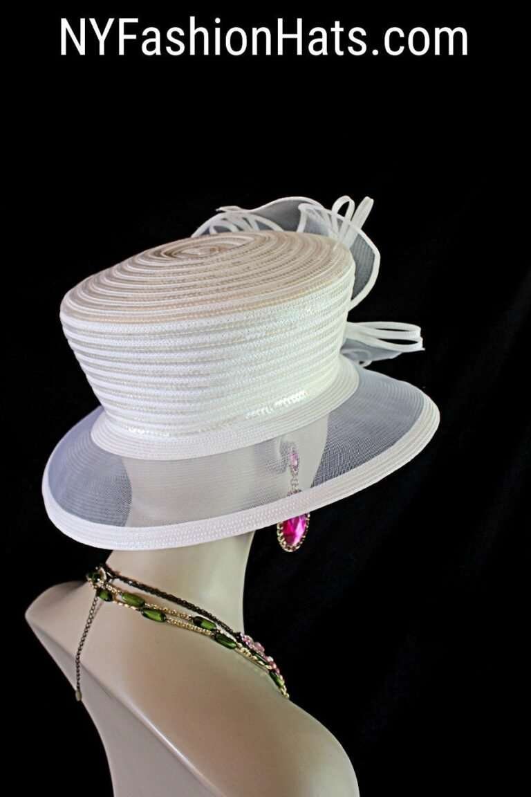 Women's Haute Couture White Sequin High Crown Designer Hat, Formal ...